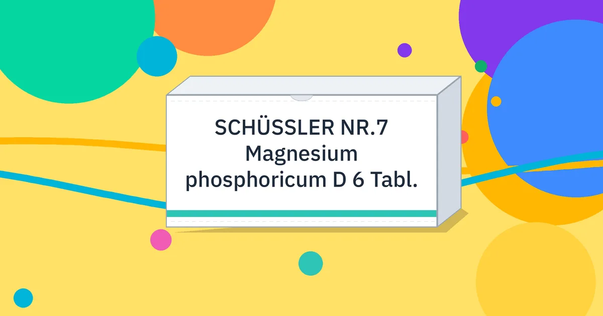 Symbolbild: Packung mit der Aufschrift SCHÜSSLER NR.7 Magnesium phosphoricum D 6 Tabl. (PZN 13576836) – Verfügbarkeit und Bezug in Apotheken in Frankfurt am Main