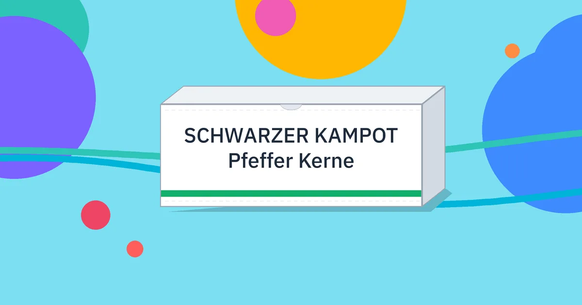 Symbolbild: Packung mit der Aufschrift SCHWARZER KAMPOT Pfeffer Kerne (PZN 13837900) – Verfügbarkeit und Bezug in Apotheken in Frankfurt am Main