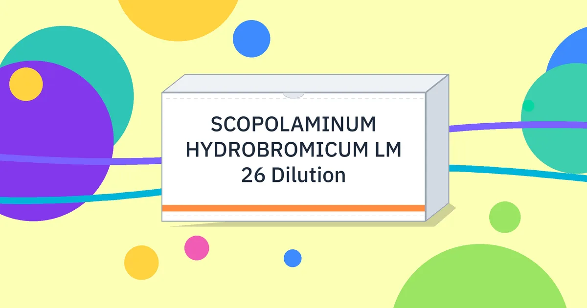 Symbolbild: Packung mit der Aufschrift SCOPOLAMINUM HYDROBROMICUM LM 26 Dilution (PZN 13691425) – Verfügbarkeit und Bezug in Apotheken in Frankfurt am Main