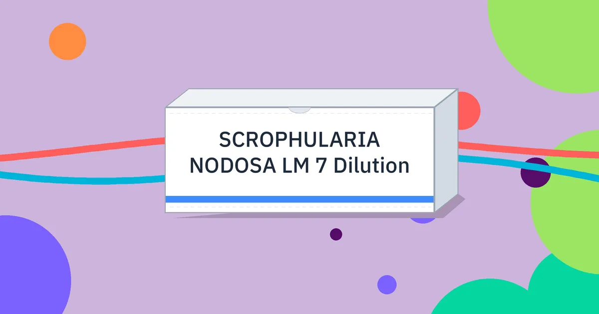Symbolbild: Packung mit der Aufschrift SCROPHULARIA NODOSA LM 7 Dilution (PZN 13184378) – Verfügbarkeit und Bezug in Apotheken in Frankfurt am Main