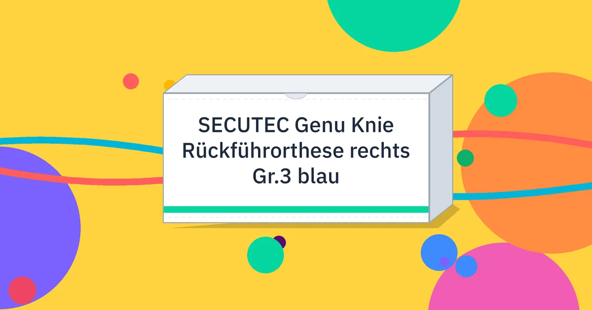 Symbolbild: Packung mit der Aufschrift SECUTEC Genu Knie Rückführorthese rechts Gr.3 blau (PZN 12510798) – Verfügbarkeit und Bezug in Apotheken in Frankfurt am Main
