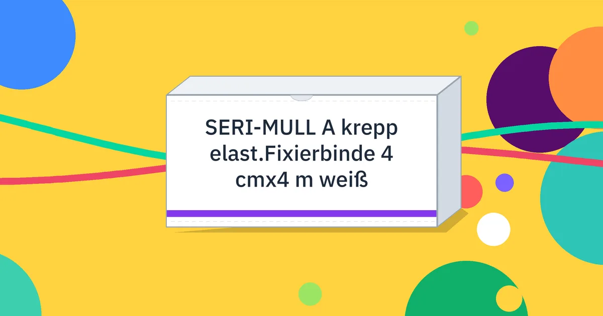 Symbolbild: Packung mit der Aufschrift SERI-MULL A krepp elast.Fixierbinde 4 cmx4 m weiß (PZN 14444686) – Verfügbarkeit und Bezug in Apotheken in Frankfurt am Main