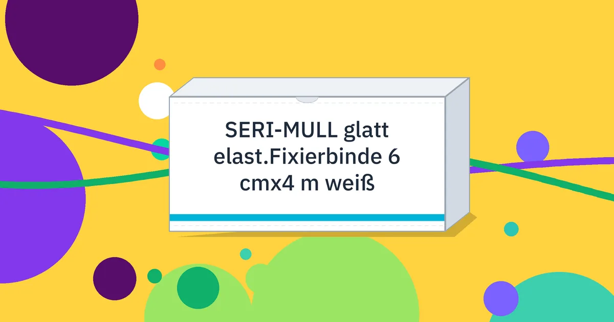 Symbolbild: Packung mit der Aufschrift SERI-MULL glatt elast.Fixierbinde 6 cmx4 m weiß (PZN 14444605) – Verfügbarkeit und Bezug in Apotheken in Frankfurt am Main