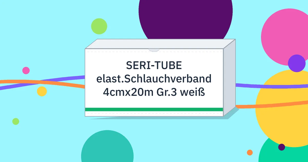 Symbolbild: Packung mit der Aufschrift SERI-TUBE elast.Schlauchverband 4cmx20m Gr.3 weiß (PZN 19837309) – Verfügbarkeit und Bezug in Apotheken in Frankfurt am Main
