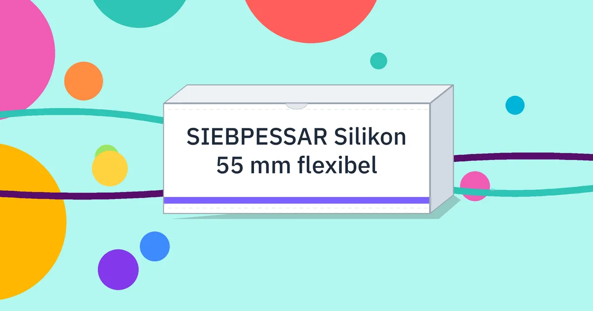 Symbolbild: Packung mit der Aufschrift SIEBPESSAR Silikon 55 mm flexibel (PZN 03375278) – Verfügbarkeit und Bezug in Apotheken in Frankfurt am Main