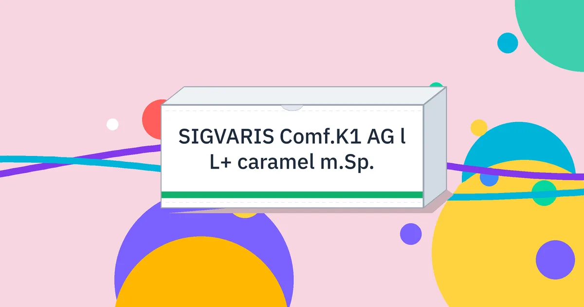 Symbolbild: Packung mit der Aufschrift SIGVARIS Comf.K1 AG l L+ caramel m.Sp. (PZN 17043172) – Verfügbarkeit und Bezug in Apotheken in Frankfurt am Main