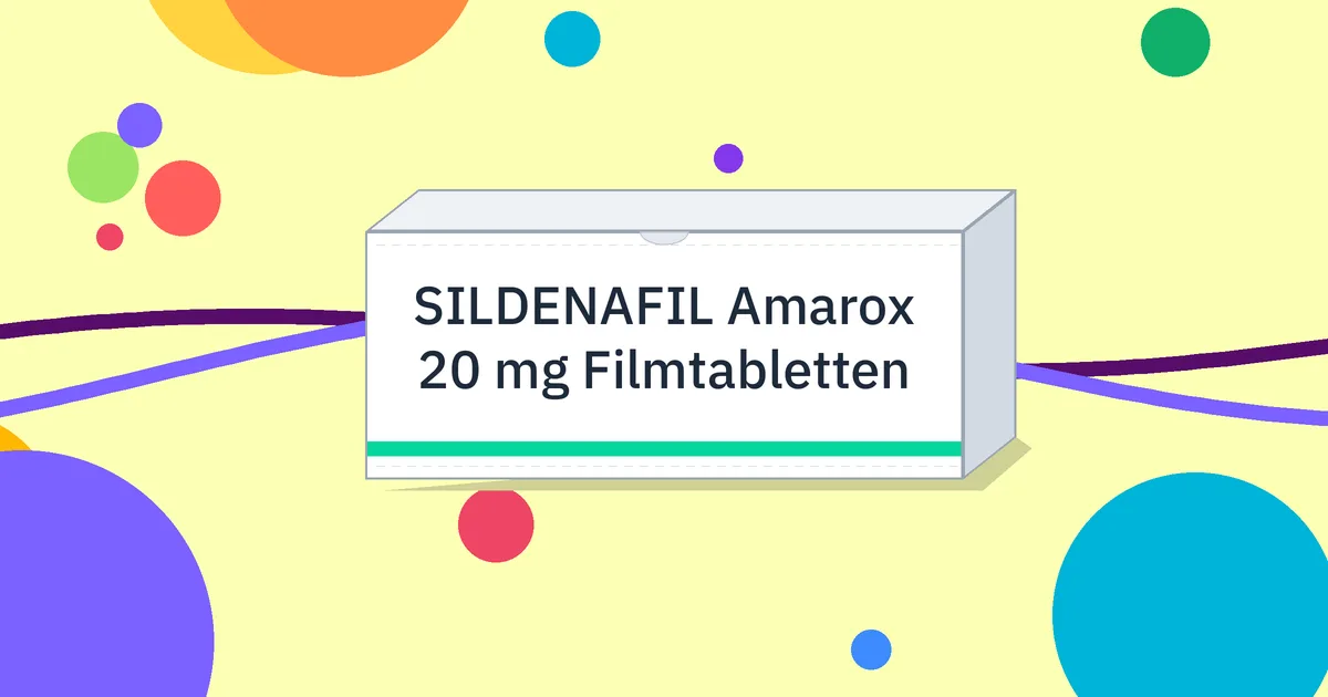 Symbolbild: Packung mit der Aufschrift SILDENAFIL Amarox 20 mg Filmtabletten (PZN 16804806) – Verfügbarkeit und Bezug in Apotheken in Frankfurt am Main