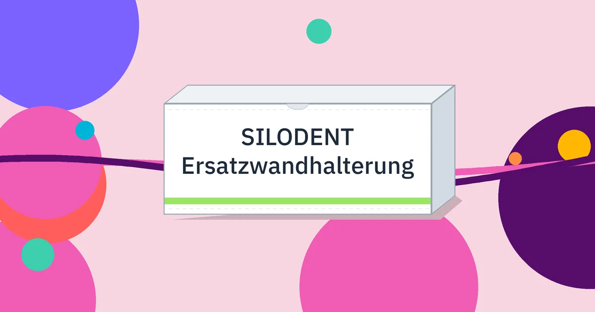 Symbolbild: Packung mit der Aufschrift SILODENT Ersatzwandhalterung (PZN 16667829) – Verfügbarkeit und Bezug in Apotheken in Frankfurt am Main