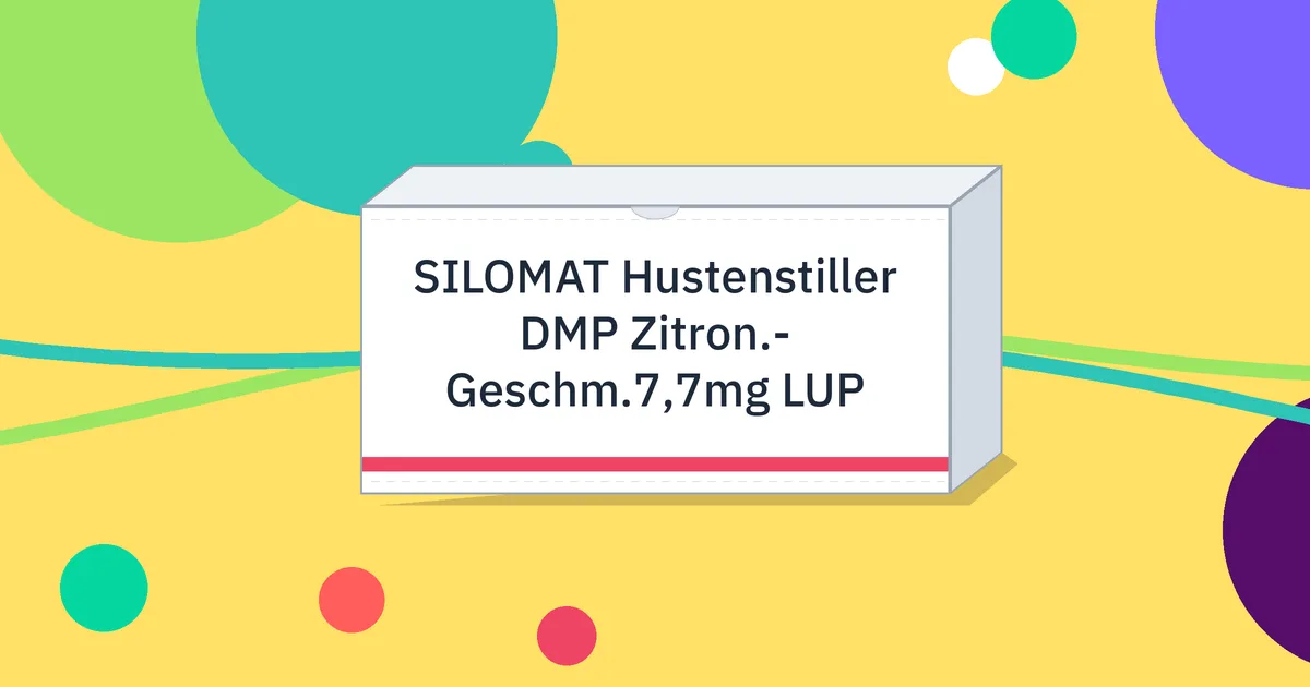 Symbolbild: Packung mit der Aufschrift SILOMAT Hustenstiller DMP Zitron.-Geschm.7,7mg LUP (PZN 18661475) – Verfügbarkeit und Bezug in Apotheken in Frankfurt am Main