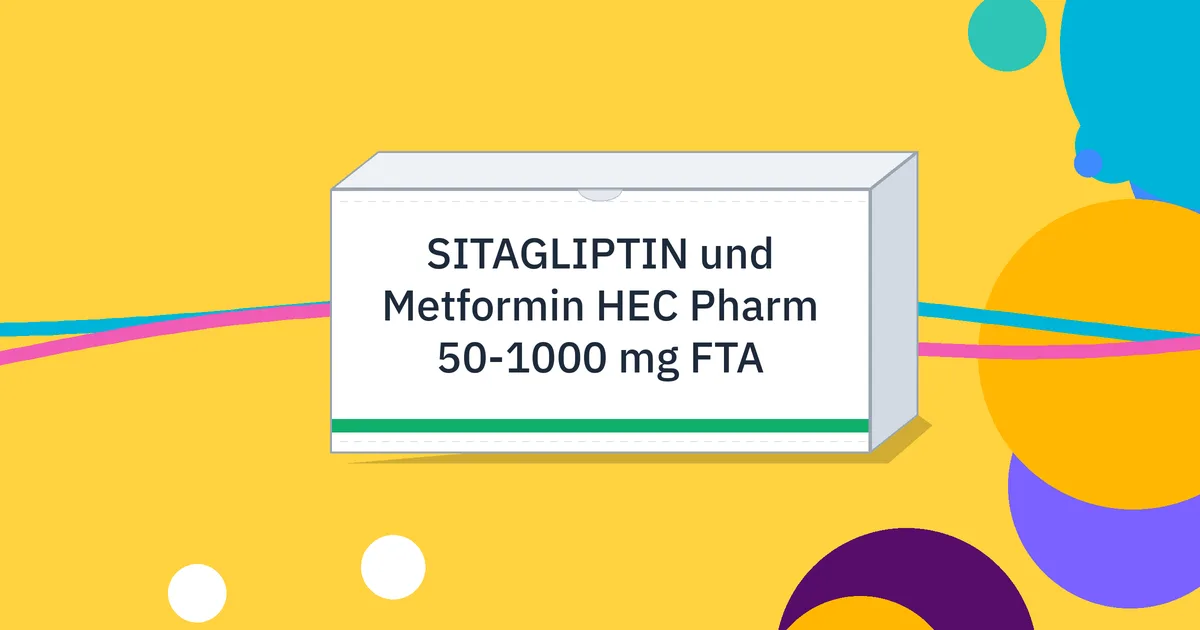 Symbolbild: Packung mit der Aufschrift SITAGLIPTIN und Metformin HEC Pharm 50-1000 mg FTA (PZN 20769688) – Verfügbarkeit und Bezug in Apotheken in Frankfurt am Main