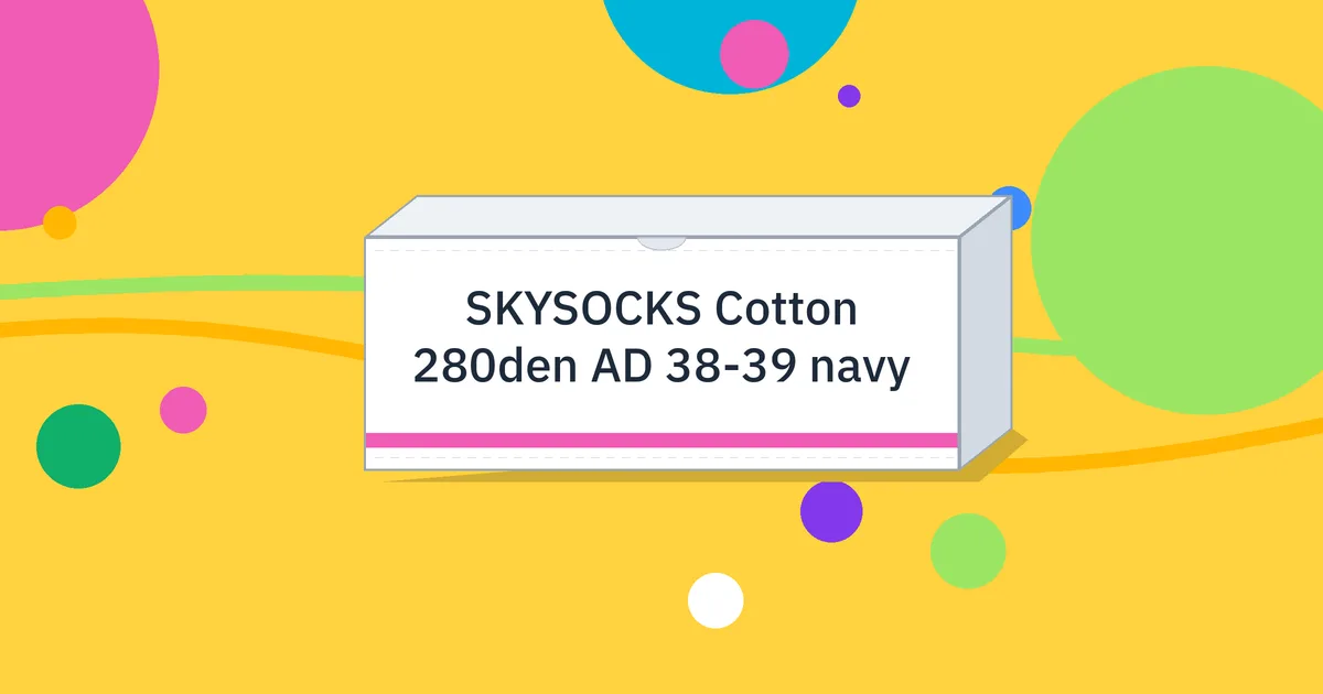 Symbolbild: Packung mit der Aufschrift SKYSOCKS Cotton 280den AD 38-39 navy (PZN 18664261) – Verfügbarkeit und Bezug in Apotheken in Frankfurt am Main