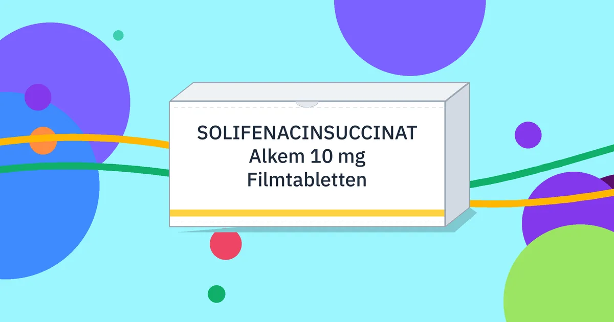 Symbolbild: Packung mit der Aufschrift SOLIFENACINSUCCINAT Alkem 10 mg Filmtabletten (PZN 15611471) – Verfügbarkeit und Bezug in Apotheken in Frankfurt am Main