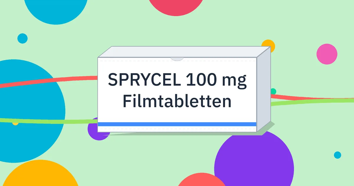 Symbolbild: Packung mit der Aufschrift SPRYCEL 100 mg Filmtabletten (PZN 15433851) – Verfügbarkeit und Bezug in Apotheken in Frankfurt am Main