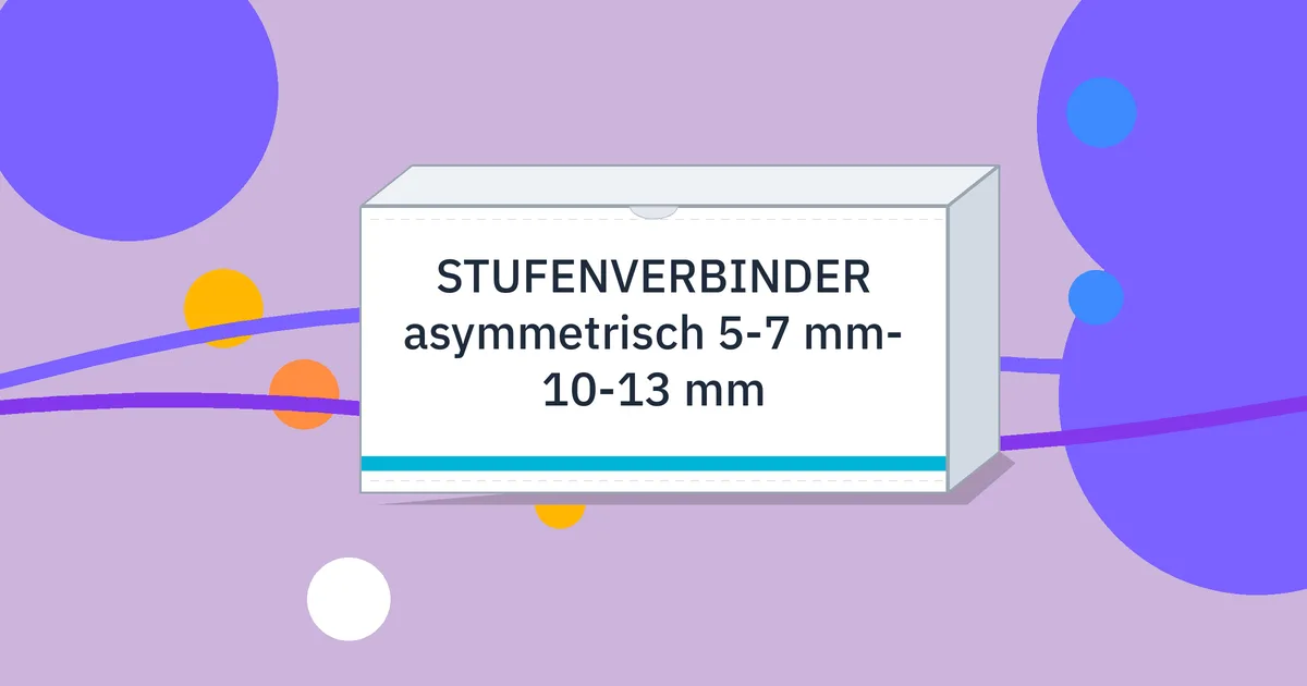 Symbolbild: Packung mit der Aufschrift STUFENVERBINDER asymmetrisch 5-7 mm-10-13 mm (PZN 00933312) – Verfügbarkeit und Bezug in Apotheken in Frankfurt am Main