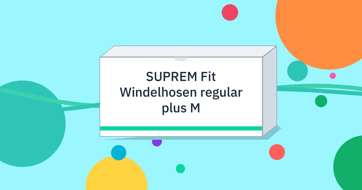 Symbolbild: Packung mit der Aufschrift SUPREM Fit Windelhosen regular plus M (PZN 08835224) – Verfügbarkeit und Bezug in Apotheken in Frankfurt am Main