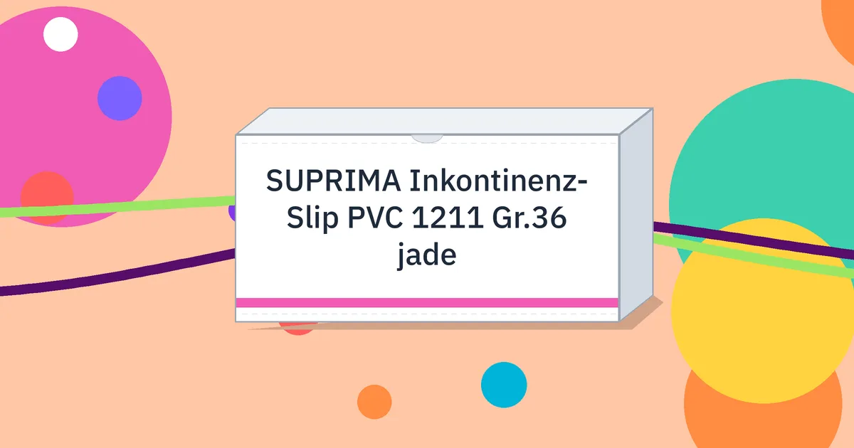 Symbolbild: Packung mit der Aufschrift SUPRIMA Inkontinenz-Slip PVC 1211 Gr.36 jade (PZN 05971702) – Verfügbarkeit und Bezug in Apotheken in Frankfurt am Main