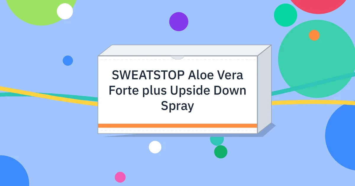 Symbolbild: Packung mit der Aufschrift SWEATSTOP Aloe Vera Forte plus Upside Down Spray (PZN 07644597) – Verfügbarkeit und Bezug in Apotheken in Frankfurt am Main