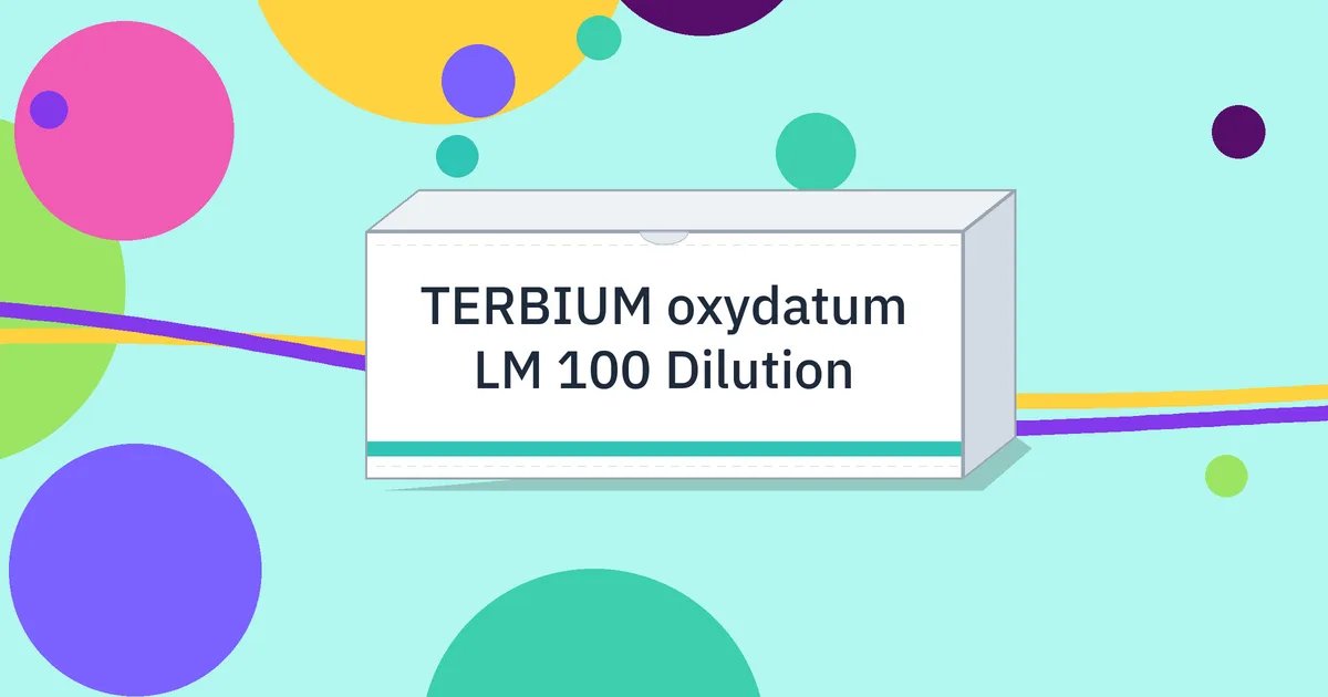 Symbolbild: Packung mit der Aufschrift TERBIUM oxydatum LM 100 Dilution (PZN 13216440) – Verfügbarkeit und Bezug in Apotheken in Frankfurt am Main