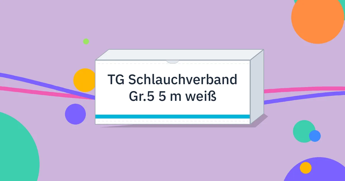 Symbolbild: Packung mit der Aufschrift TG Schlauchverband Gr.5 5 m weiß (PZN 14178977) – Verfügbarkeit und Bezug in Apotheken in Frankfurt am Main