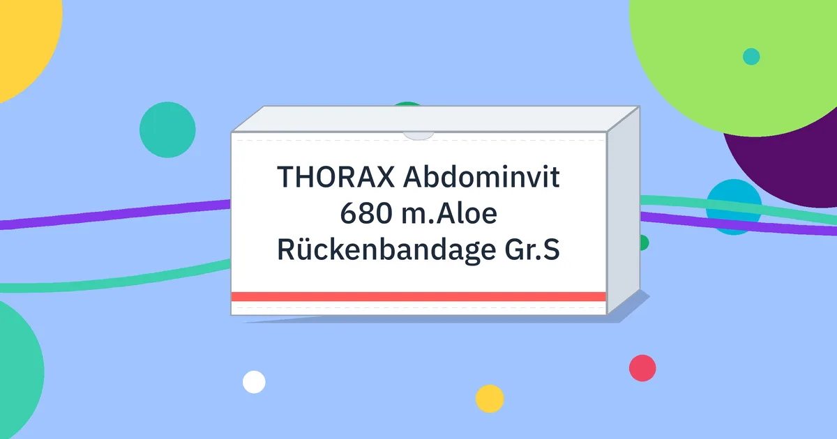 Symbolbild: Packung mit der Aufschrift THORAX Abdominvit 680 m.Aloe Rückenbandage Gr.S (PZN 09403797) – Verfügbarkeit und Bezug in Apotheken in Frankfurt am Main