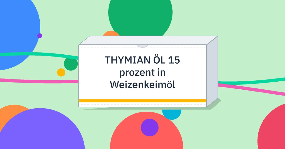 Symbolbild: Packung mit der Aufschrift THYMIAN ÖL 15 prozent in Weizenkeimöl (PZN 04950201) – Verfügbarkeit und Bezug in Apotheken in Frankfurt am Main