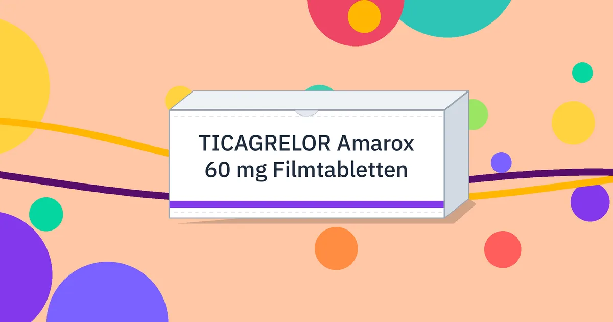 Symbolbild: Packung mit der Aufschrift TICAGRELOR Amarox 60 mg Filmtabletten (PZN 19276934) – Verfügbarkeit und Bezug in Apotheken in Frankfurt am Main