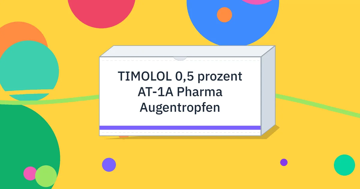 Symbolbild: Packung mit der Aufschrift TIMOLOL 0,5 prozent AT-1A Pharma Augentropfen (PZN 06324241) – Verfügbarkeit und Bezug in Apotheken in Frankfurt am Main