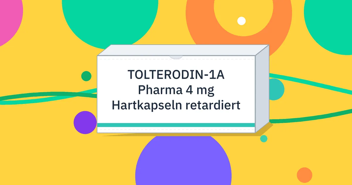 Symbolbild: Packung mit der Aufschrift TOLTERODIN-1A Pharma 4 mg Hartkapseln retardiert (PZN 01620704) – Verfügbarkeit und Bezug in Apotheken in Frankfurt am Main
