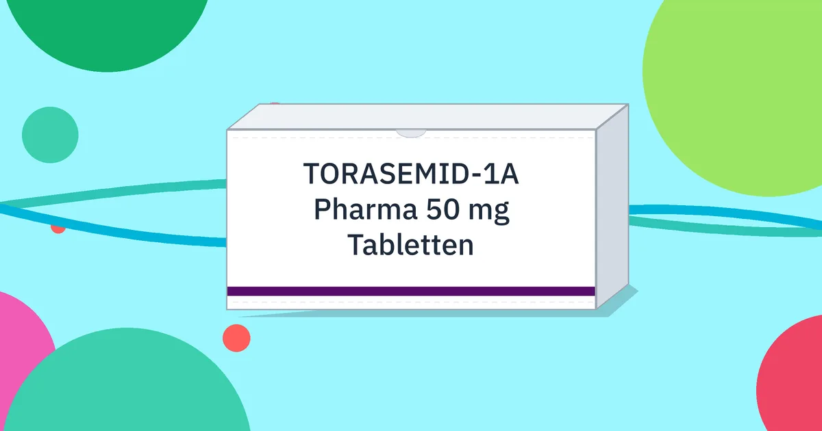 Symbolbild: Packung mit der Aufschrift TORASEMID-1A Pharma 50 mg Tabletten (PZN 05007805) – Verfügbarkeit und Bezug in Apotheken in Frankfurt am Main