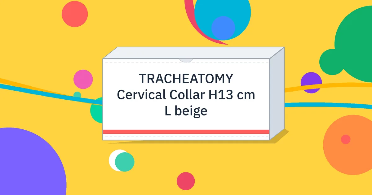 Symbolbild: Packung mit der Aufschrift TRACHEATOMY Cervical Collar H13 cm L beige (PZN 06333263) – Verfügbarkeit und Bezug in Apotheken in Frankfurt am Main
