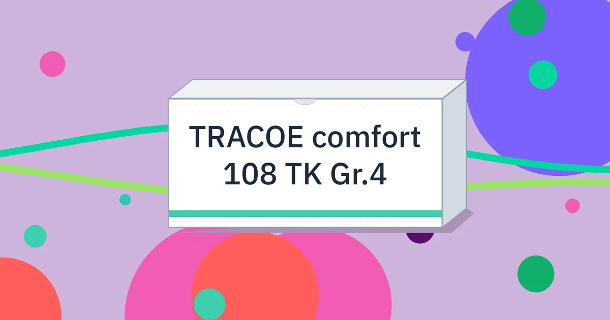 Symbolbild: Packung mit der Aufschrift TRACOE comfort 108 TK Gr.4 (PZN 10750357) – Verfügbarkeit und Bezug in Apotheken in Frankfurt am Main