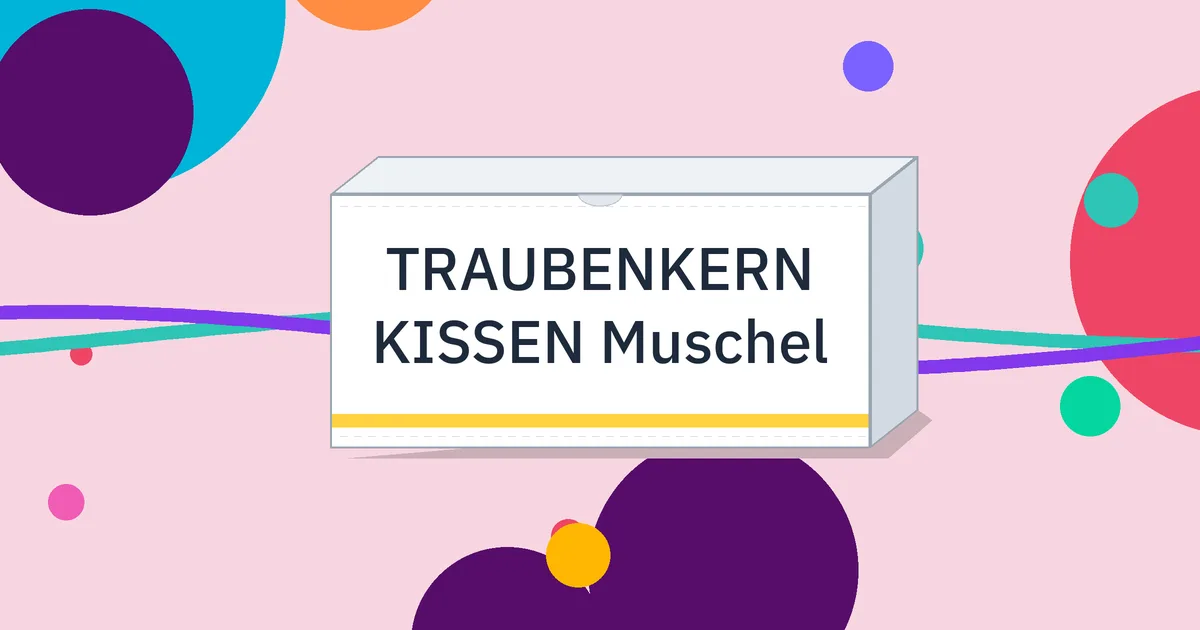 Symbolbild: Packung mit der Aufschrift TRAUBENKERN KISSEN Muschel (PZN 16511441) – Verfügbarkeit und Bezug in Apotheken in Frankfurt am Main