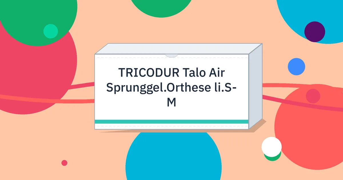 Symbolbild: Packung mit der Aufschrift TRICODUR Talo Air Sprunggel.Orthese li.S-M (PZN 03094645) – Verfügbarkeit und Bezug in Apotheken in Frankfurt am Main