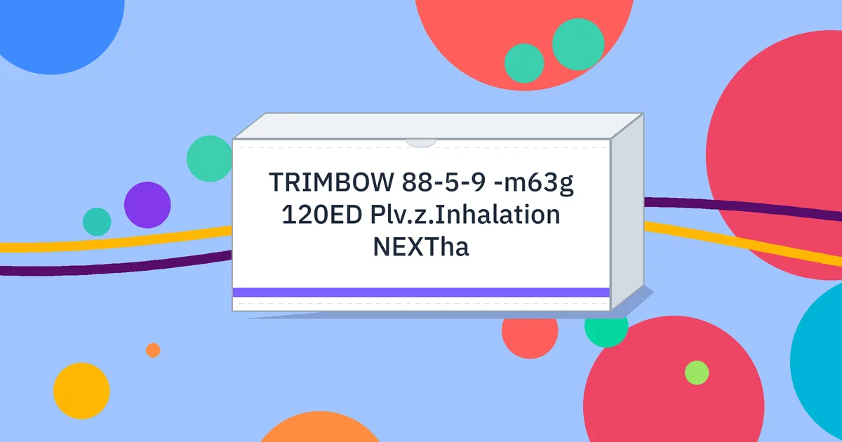 Symbolbild: Packung mit der Aufschrift TRIMBOW 88-5-9 -m63g 120ED Plv.z.Inhalation NEXTha (PZN 20177410) – Verfügbarkeit und Bezug in Apotheken in Frankfurt am Main