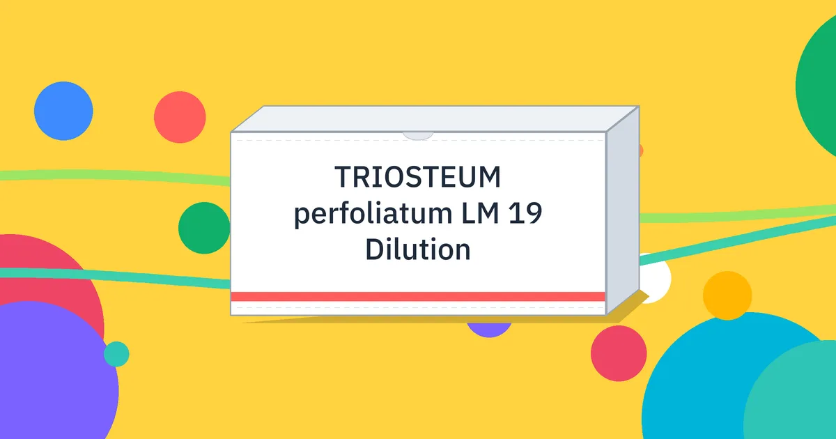 Symbolbild: Packung mit der Aufschrift TRIOSTEUM perfoliatum LM 19 Dilution (PZN 13227662) – Verfügbarkeit und Bezug in Apotheken in Frankfurt am Main