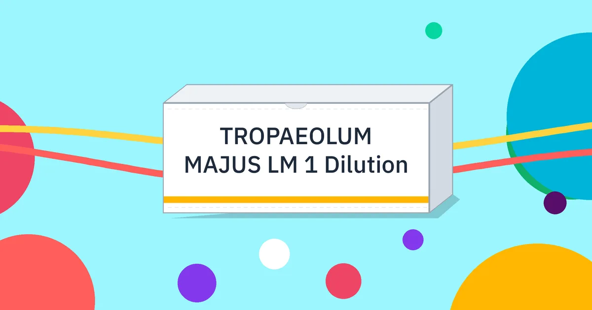 Symbolbild: Packung mit der Aufschrift TROPAEOLUM MAJUS LM 1 Dilution (PZN 13252884) – Verfügbarkeit und Bezug in Apotheken in Frankfurt am Main