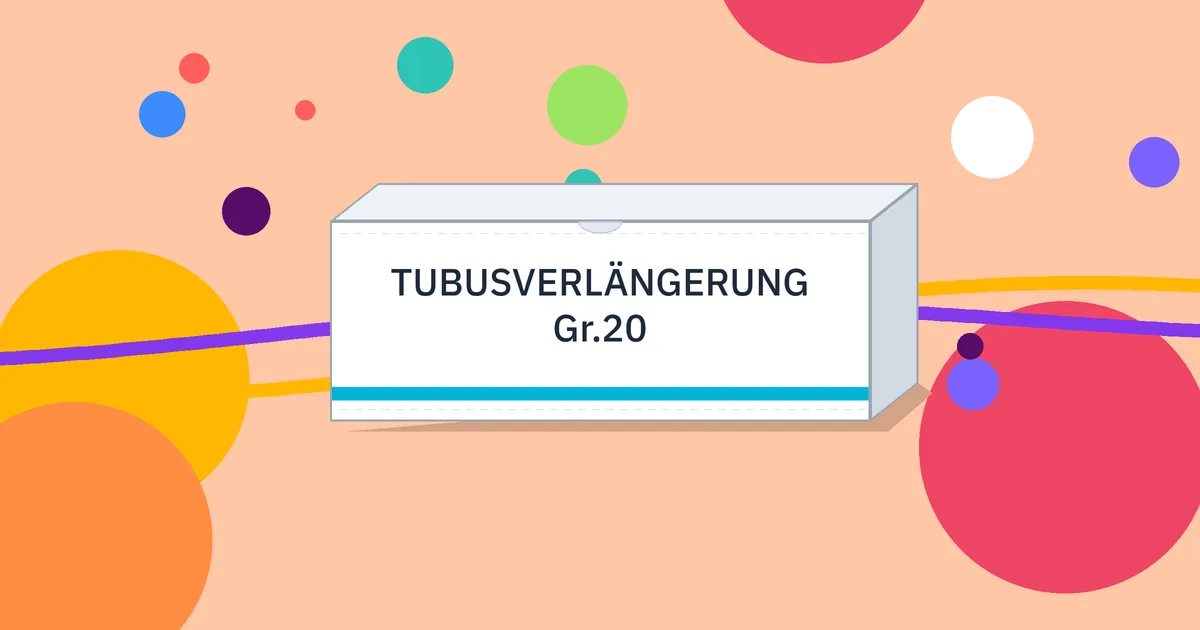 Symbolbild: Packung mit der Aufschrift TUBUSVERLÄNGERUNG Gr.20 (PZN 04075265) – Verfügbarkeit und Bezug in Apotheken in Frankfurt am Main
