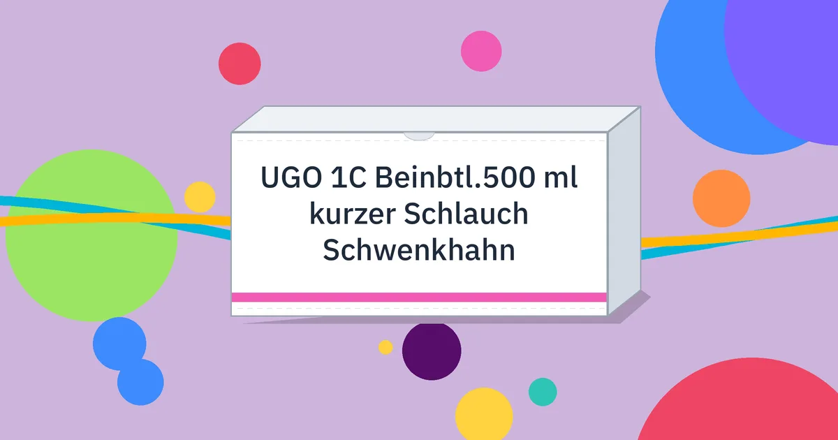 Symbolbild: Packung mit der Aufschrift UGO 1C Beinbtl.500 ml kurzer Schlauch Schwenkhahn (PZN 13814336) – Verfügbarkeit und Bezug in Apotheken in Frankfurt am Main