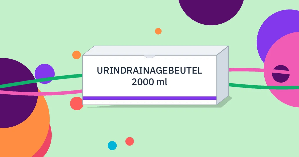 Symbolbild: Packung mit der Aufschrift URINDRAINAGEBEUTEL 2000 ml (PZN 05878492) – Verfügbarkeit und Bezug in Apotheken in Frankfurt am Main