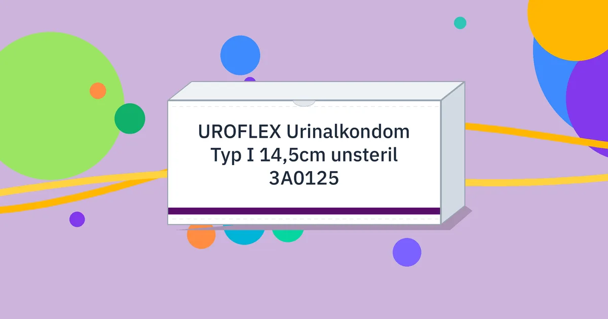 Symbolbild: Packung mit der Aufschrift UROFLEX Urinalkondom Typ I 14,5cm unsteril 3A0125 (PZN 17414651) – Verfügbarkeit und Bezug in Apotheken in Frankfurt am Main