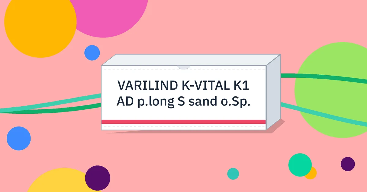 Symbolbild: Packung mit der Aufschrift VARILIND K-VITAL K1 AD p.long S sand o.Sp. (PZN 20566146) – Verfügbarkeit und Bezug in Apotheken in Frankfurt am Main