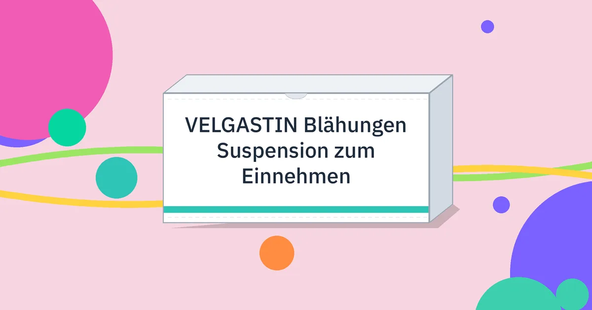 Symbolbild: Packung mit der Aufschrift VELGASTIN Blähungen Suspension zum Einnehmen (PZN 17824136) – Verfügbarkeit und Bezug in Apotheken in Frankfurt am Main