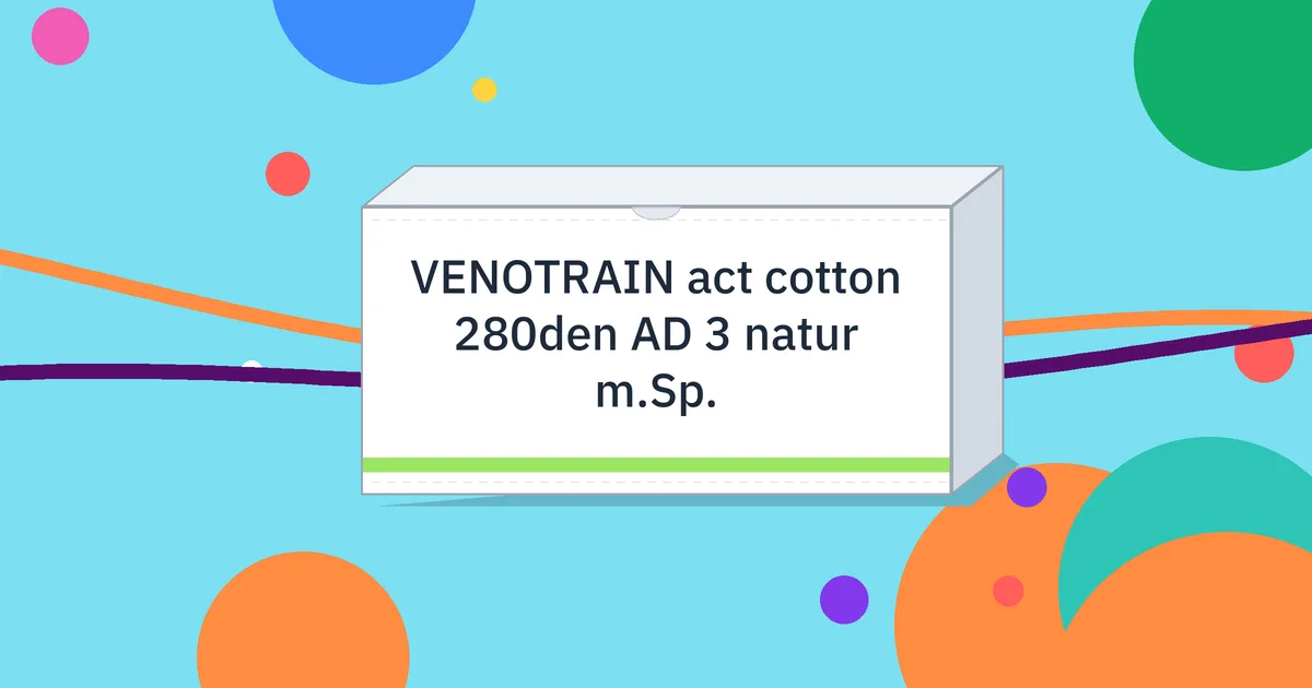 Symbolbild: Packung mit der Aufschrift VENOTRAIN act cotton 280den AD 3 natur m.Sp. (PZN 16209601) – Verfügbarkeit und Bezug in Apotheken in Frankfurt am Main