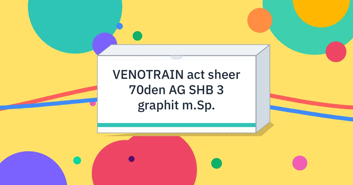 Symbolbild: Packung mit der Aufschrift VENOTRAIN act sheer 70den AG SHB 3 graphit m.Sp. (PZN 16207996) – Verfügbarkeit und Bezug in Apotheken in Frankfurt am Main