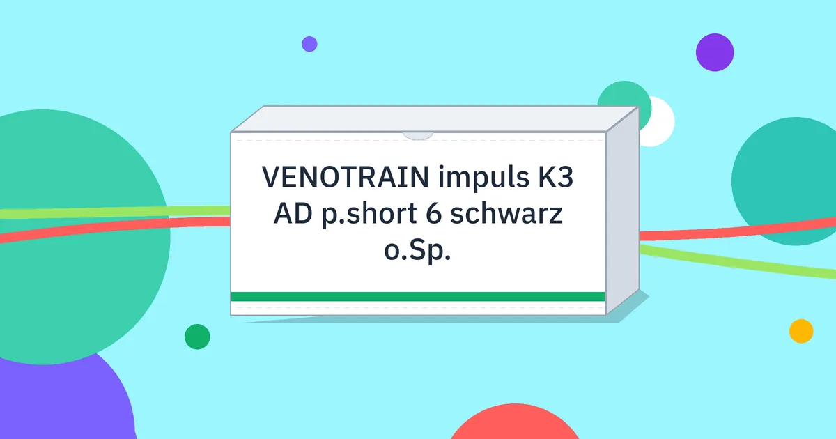 Symbolbild: Packung mit der Aufschrift VENOTRAIN impuls K3 AD p.short 6 schwarz o.Sp. (PZN 00636904) – Verfügbarkeit und Bezug in Apotheken in Frankfurt am Main