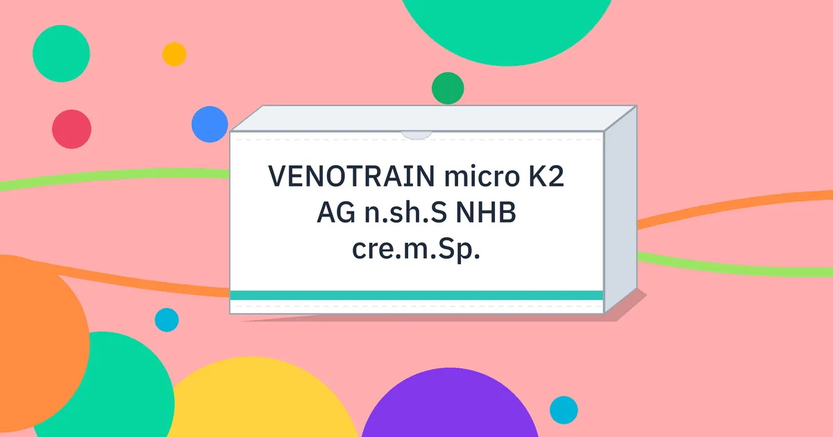 Symbolbild: Packung mit der Aufschrift VENOTRAIN micro K2 AG n.sh.S NHB cre.m.Sp. (PZN 02357108) – Verfügbarkeit und Bezug in Apotheken in Frankfurt am Main