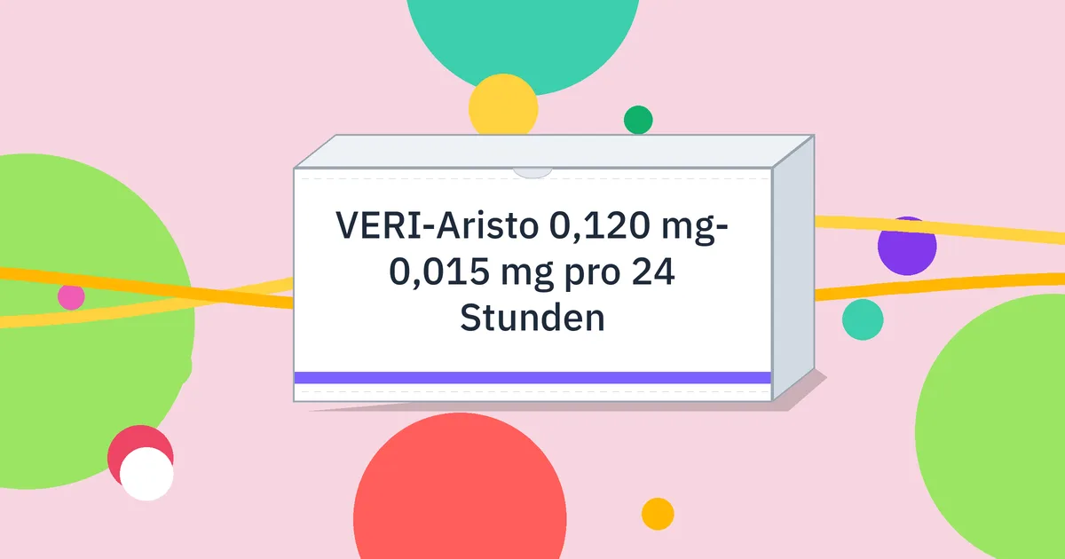 Symbolbild: Packung mit der Aufschrift VERI-Aristo 0,120 mg-0,015 mg pro 24 Stunden (PZN 12590165) – Verfügbarkeit und Bezug in Apotheken in Frankfurt am Main