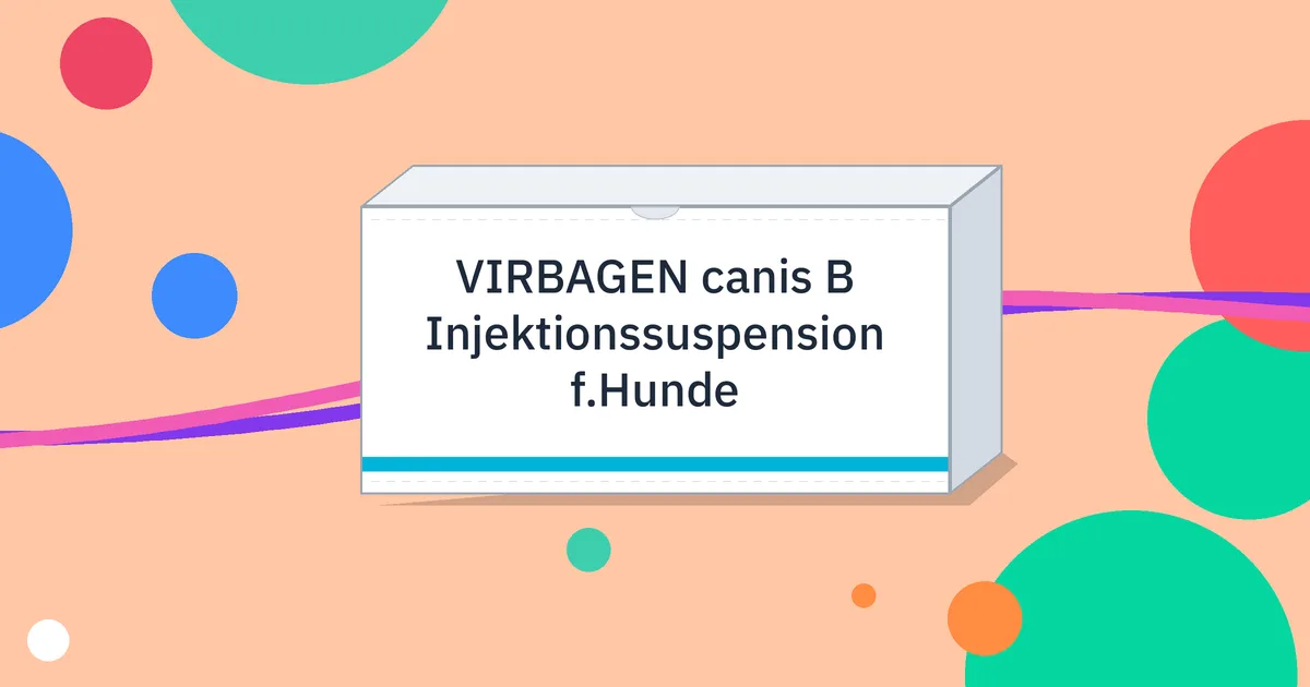 Symbolbild: Packung mit der Aufschrift VIRBAGEN canis B Injektionssuspension f.Hunde (PZN 06127285) – Verfügbarkeit und Bezug in Apotheken in Frankfurt am Main