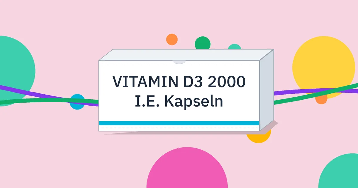 Symbolbild: Packung mit der Aufschrift VITAMIN D3 2000 I.E. Kapseln (PZN 11169446) – Verfügbarkeit und Bezug in Apotheken in Frankfurt am Main