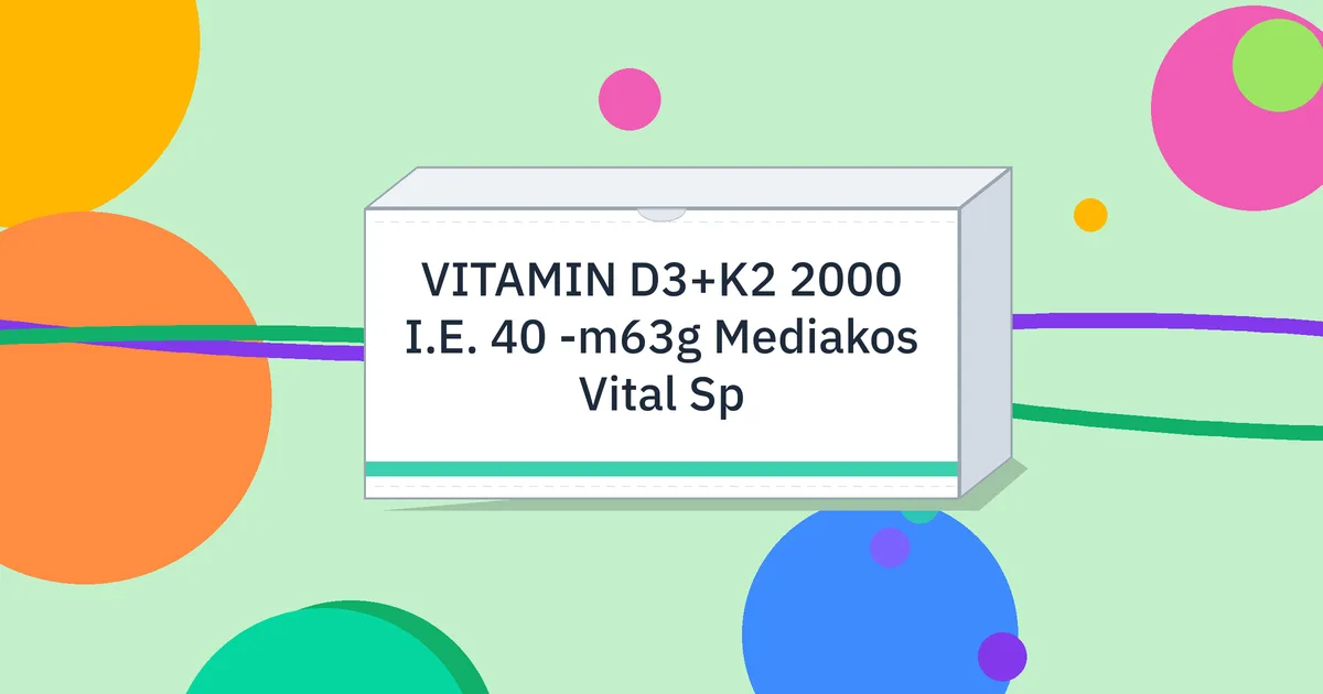Symbolbild: Packung mit der Aufschrift VITAMIN D3+K2 2000 I.E. 40 -m63g Mediakos Vital Sp (PZN 18096710) – Verfügbarkeit und Bezug in Apotheken in Frankfurt am Main